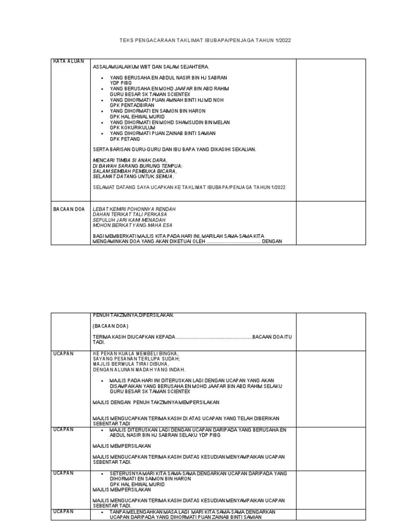 Teks Pengacaraan Majlis Pelancaran Guru Penyayang Dan Permata Bonda 2 | PDF