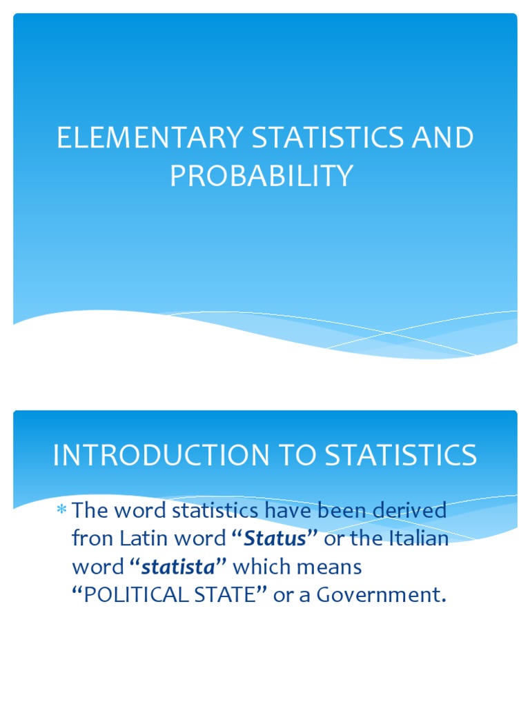 Elementary Statistics and Probability 1ST Topic | PDF | Cost Of Living ...