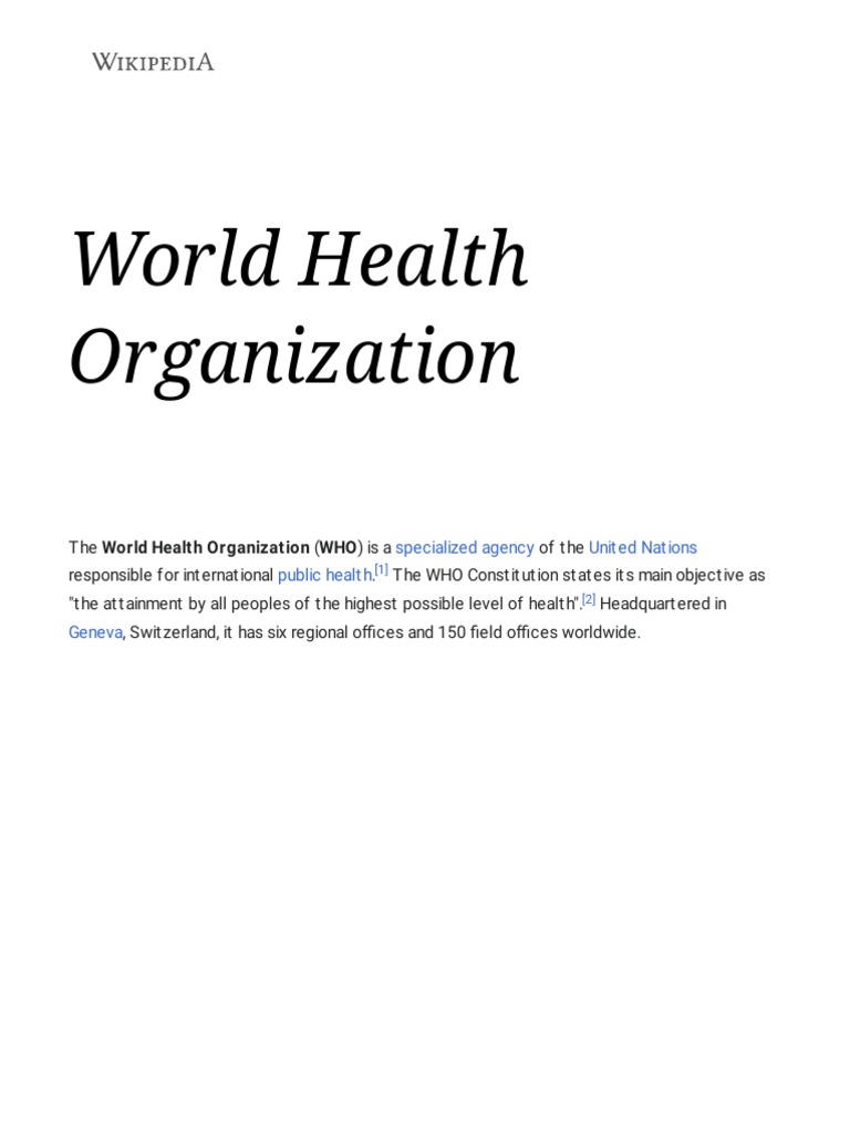 World Health Organization | PDF | World Health Organization | Taiwan