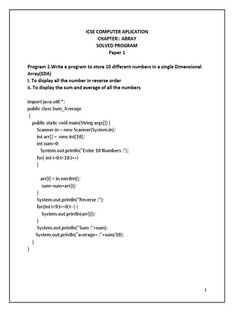 Array Programs 01 | PDF | Percentage | Computer Programming
