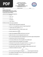 G9 - First Quarter - Worksheet and Performance Task | PDF | Quadratic ...