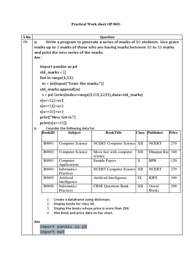 Ans IP AISSCE Practical Exam 2023 | PDF | Data Management Software | Computing