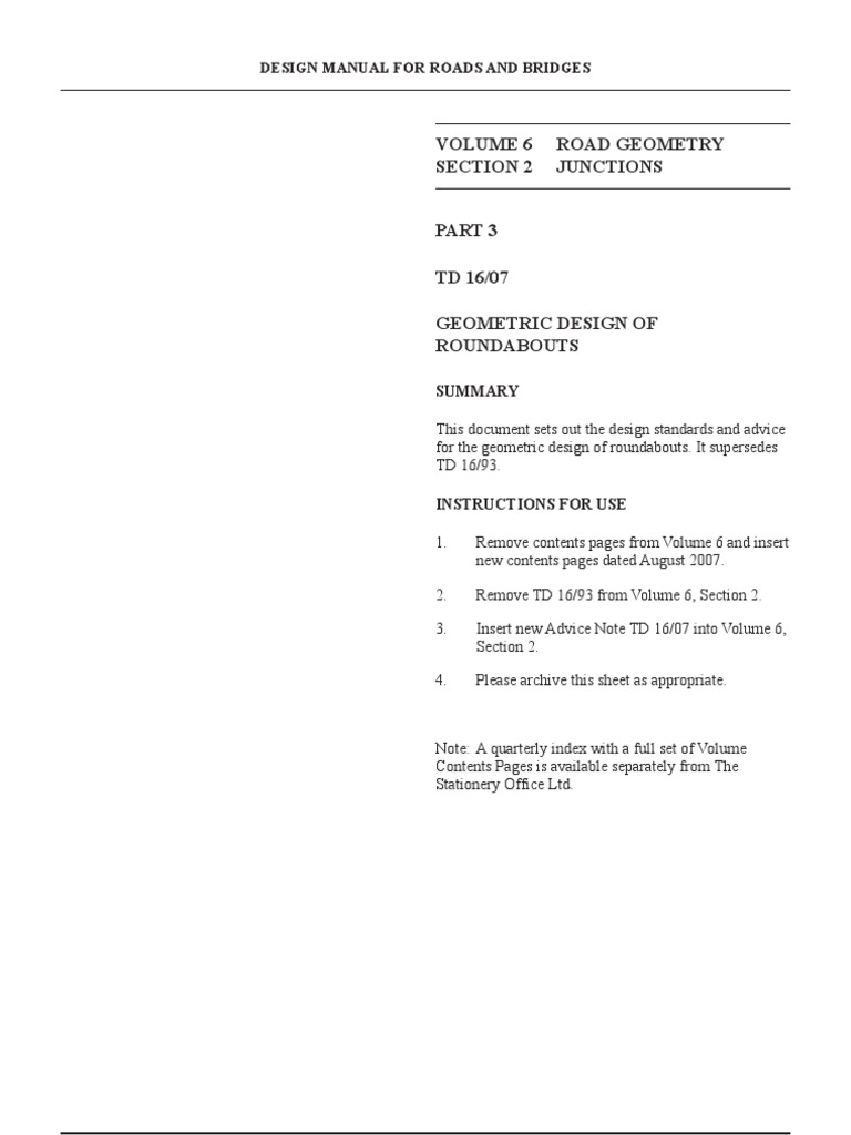 Road Geometry Section 2 Junctions: Design Manual For Roads and Bridges | PDF | Traffic | Lane