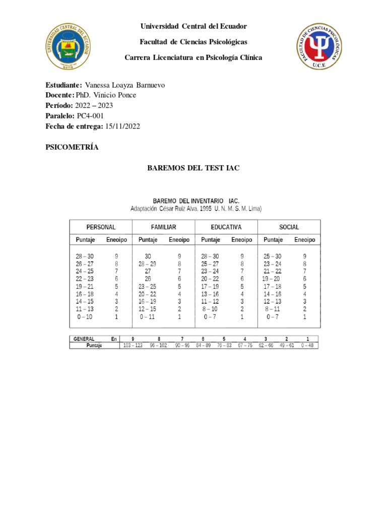 Psicometría Baremos | PDF