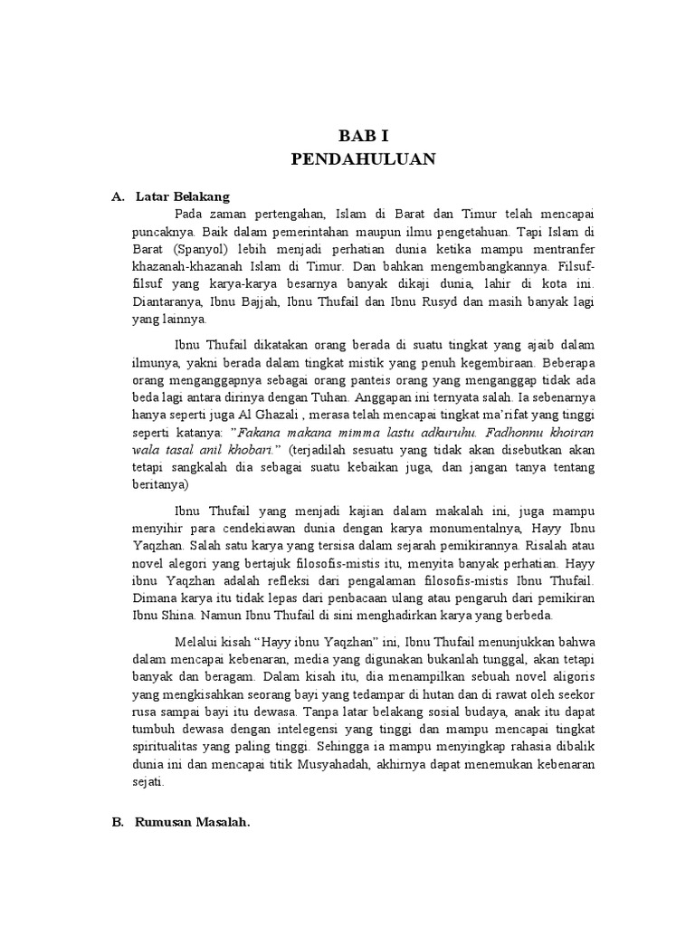 Makalah Filsafat Ibnu Thufail | PDF