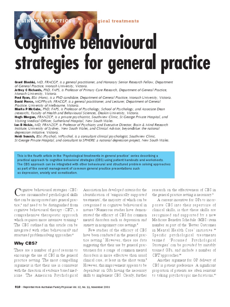 Cognitive Strategies | PDF | Cognitive Behavioral Therapy | General ...