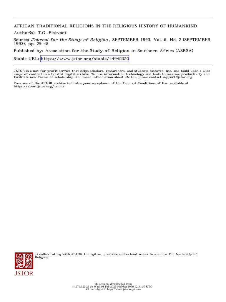 African Traditional Religions Overview | PDF | Polytheism | Society