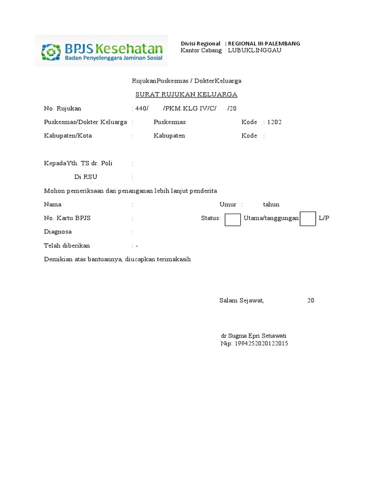 Format Rujukan Bpjs | PDF