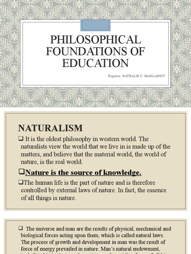 Philosophical Foundations of Education | PDF | Philosophy Of Education ...
