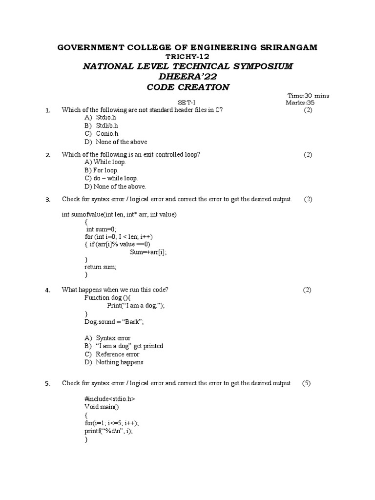 Set I | PDF | Control Flow | Computer Engineering