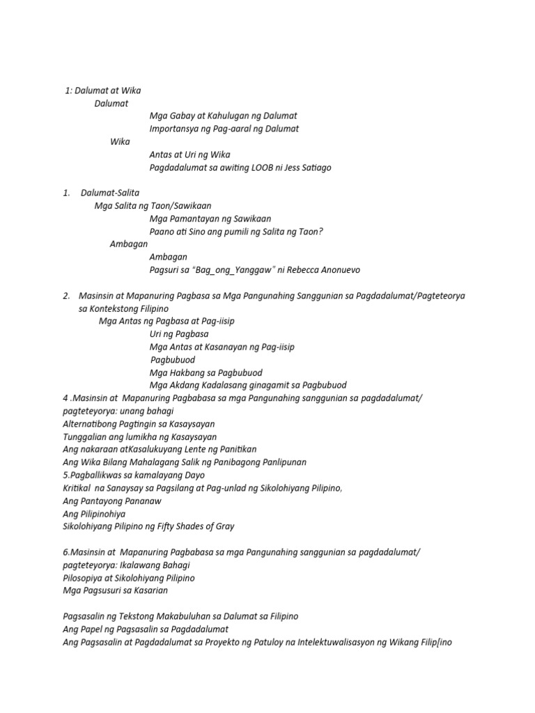 Topics For Reporting in Filipino | PDF