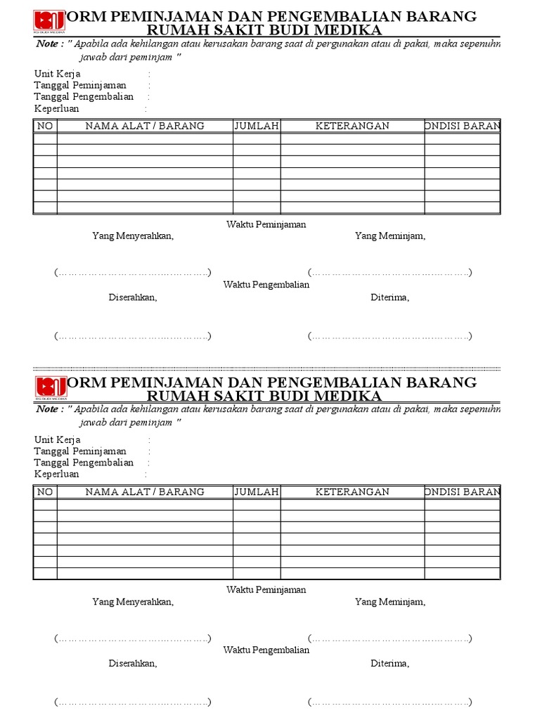 Form Peminjaman Barang Umum | PDF | Pengelolaan Keuangan & Uang | Hukum