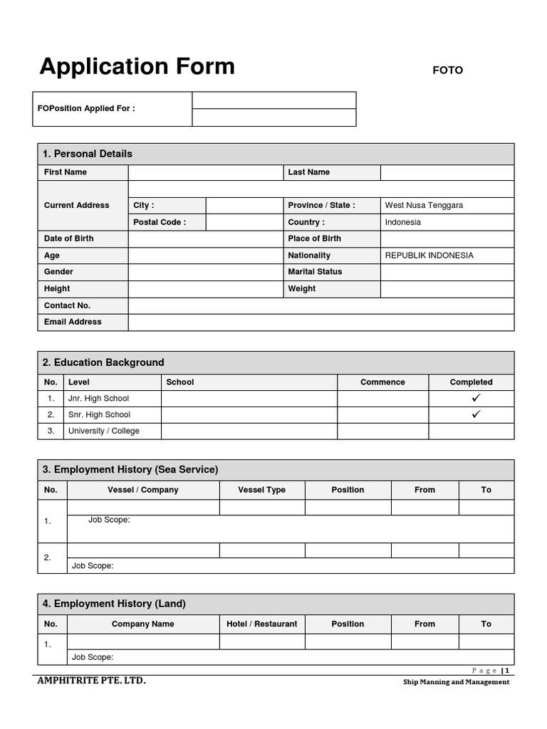 Ship Manning Application Form | PDF | Government And Personhood