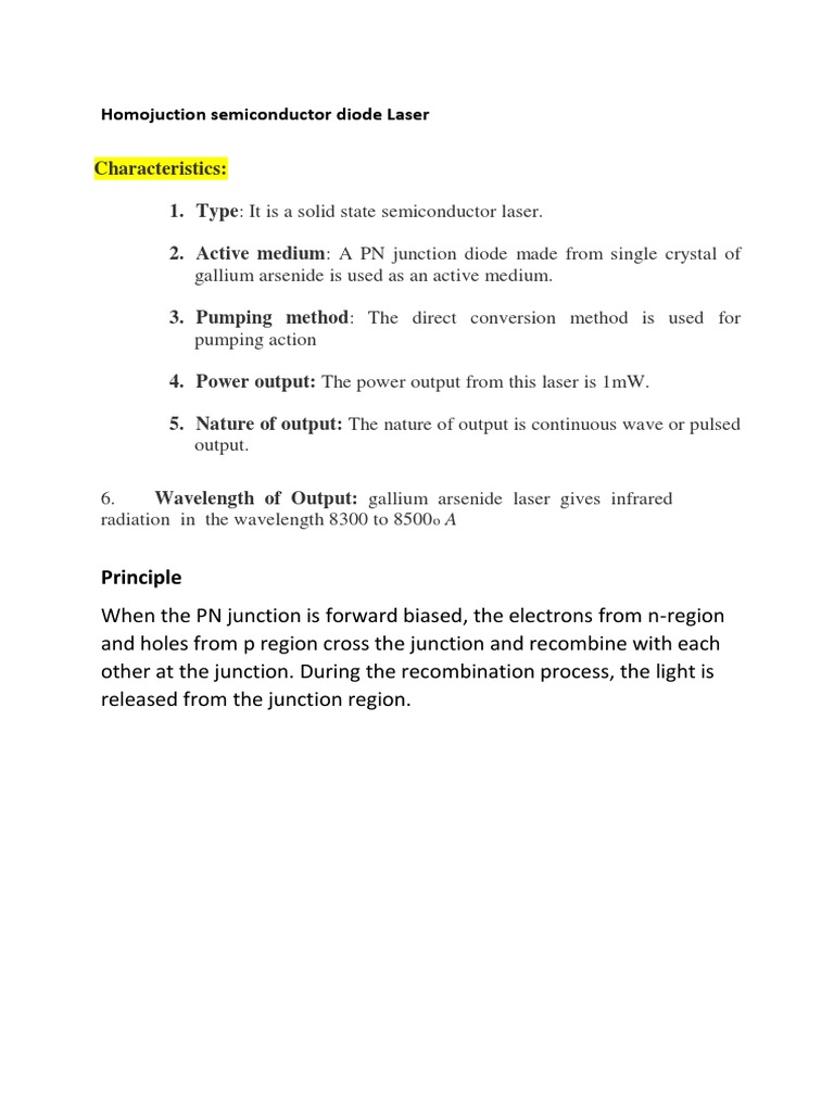 Homojuction & Heterojunction Diode Lasers | PDF | Laser Diode | Laser