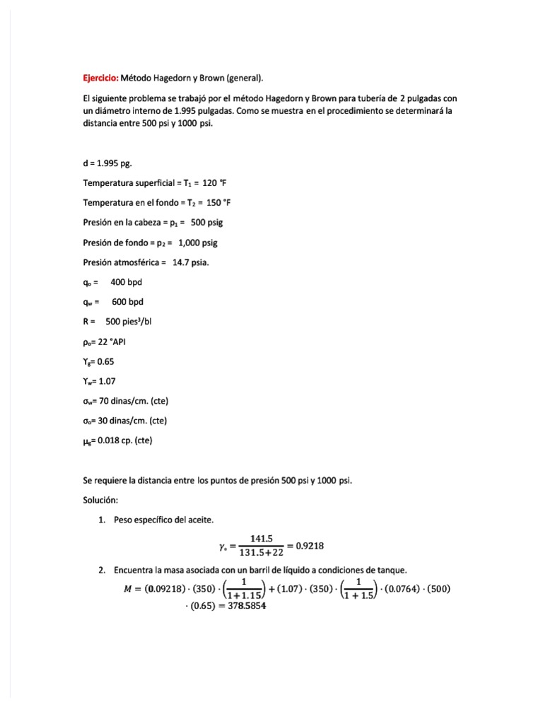 PDF Ejercicio Metodo Hagedorn y Brown - Compress | PDF | Líquidos ...