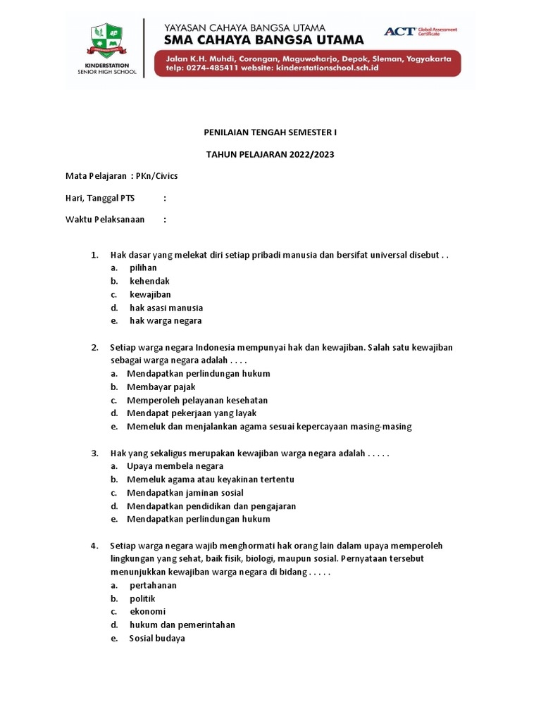 Xii - Soal PTS Ham | PDF
