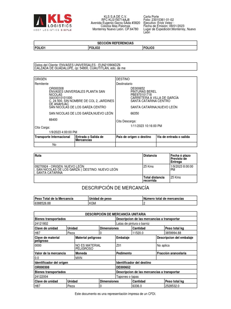 Descripción de Mercancía | PDF