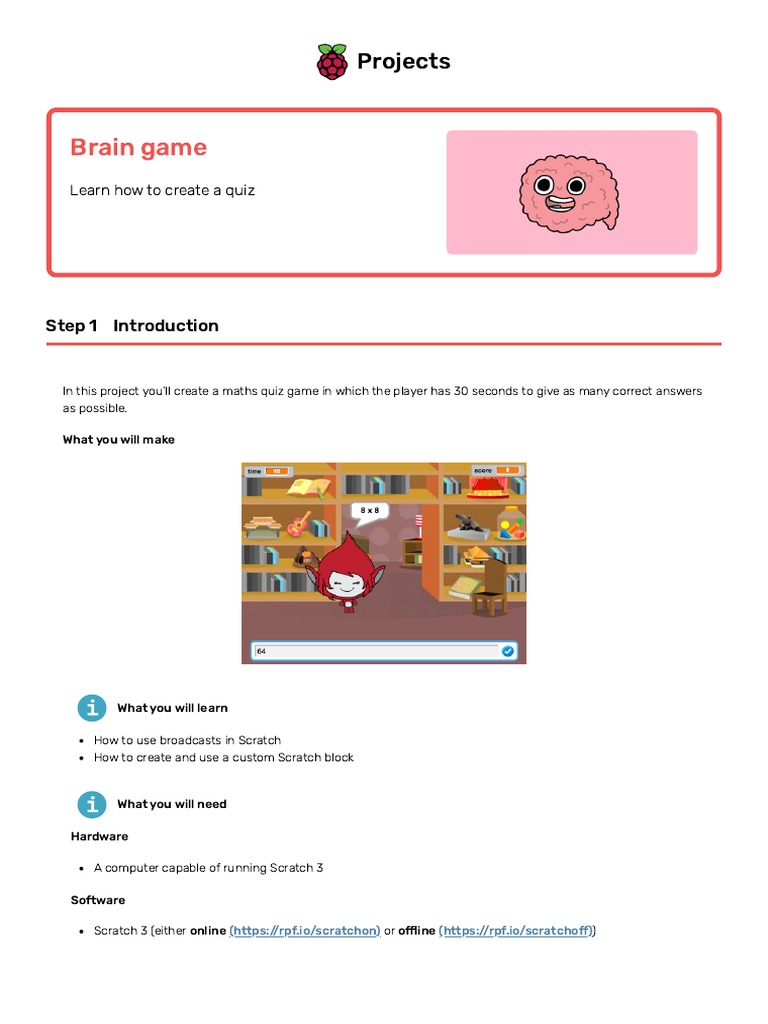 Brain Game | Download Free PDF | Scratch (Programming Language) | Online And Offline