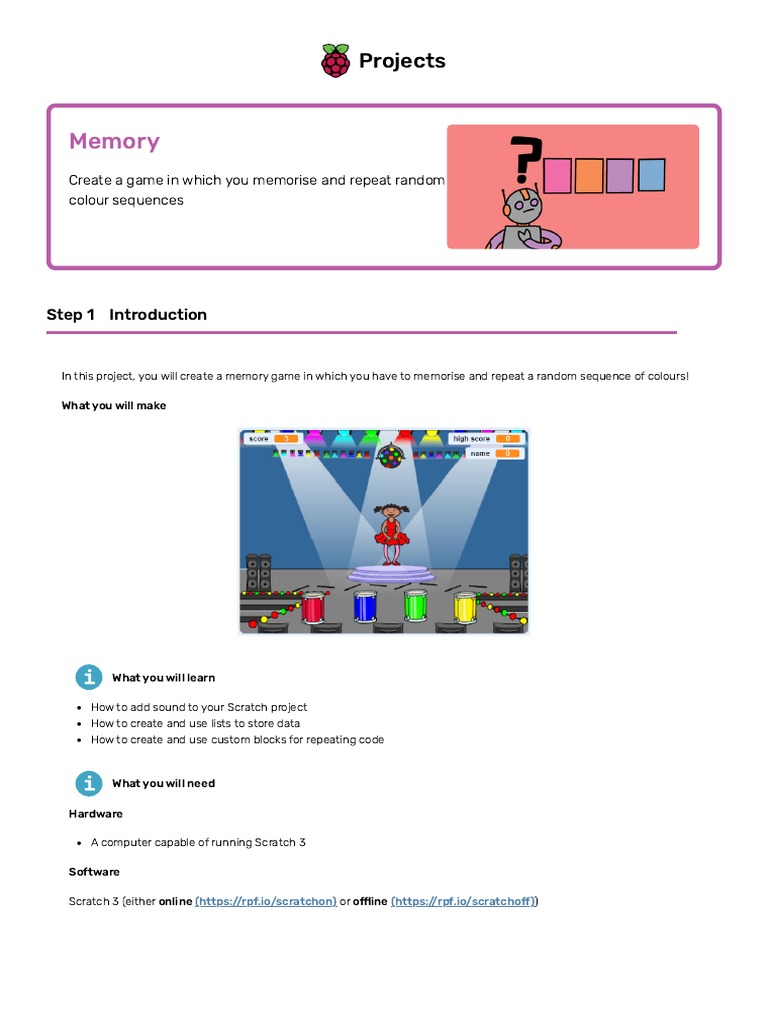Memory | PDF | Scratch (Programming Language) | Online And Offline