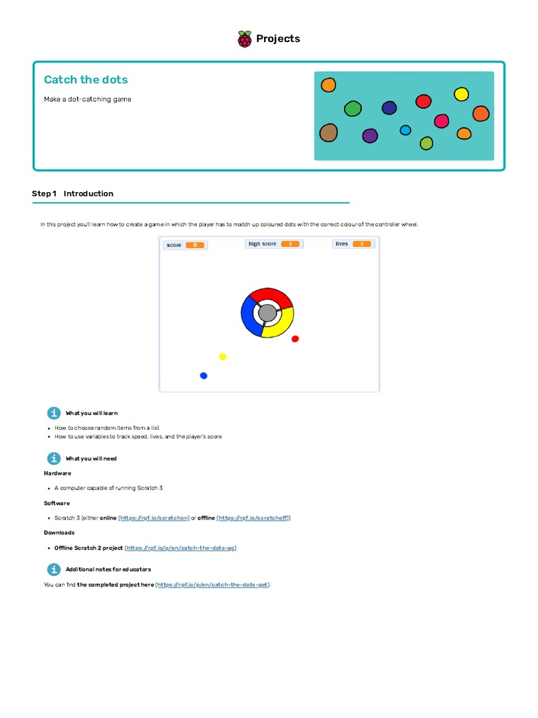 Catch The Dots | PDF | Scratch (Programming Language) | Online And Offline