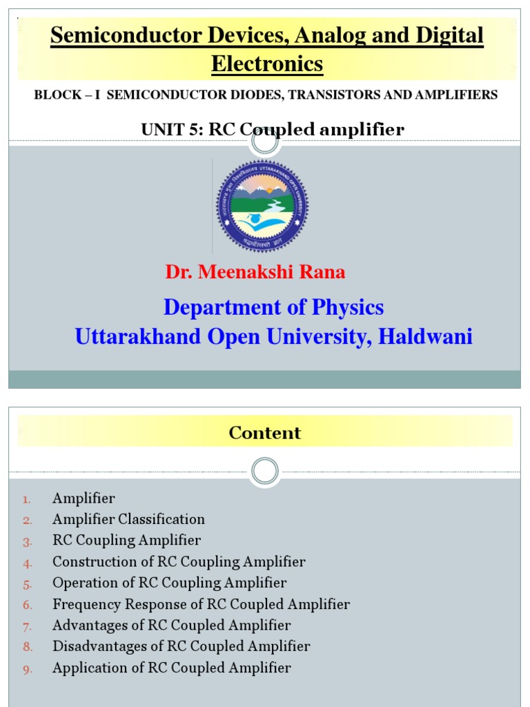 Unit 5 - RC Coupled Amplifier by Dr. Meenakshi Rana | PDF | Amplifier ...
