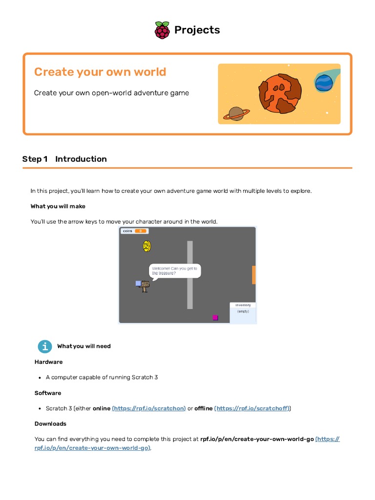 Create Your Own World | PDF | Scratch (Programming Language) | Online And Offline