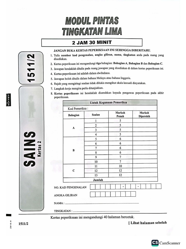 Sains K2 Selangor Set 1 2022 | PDF