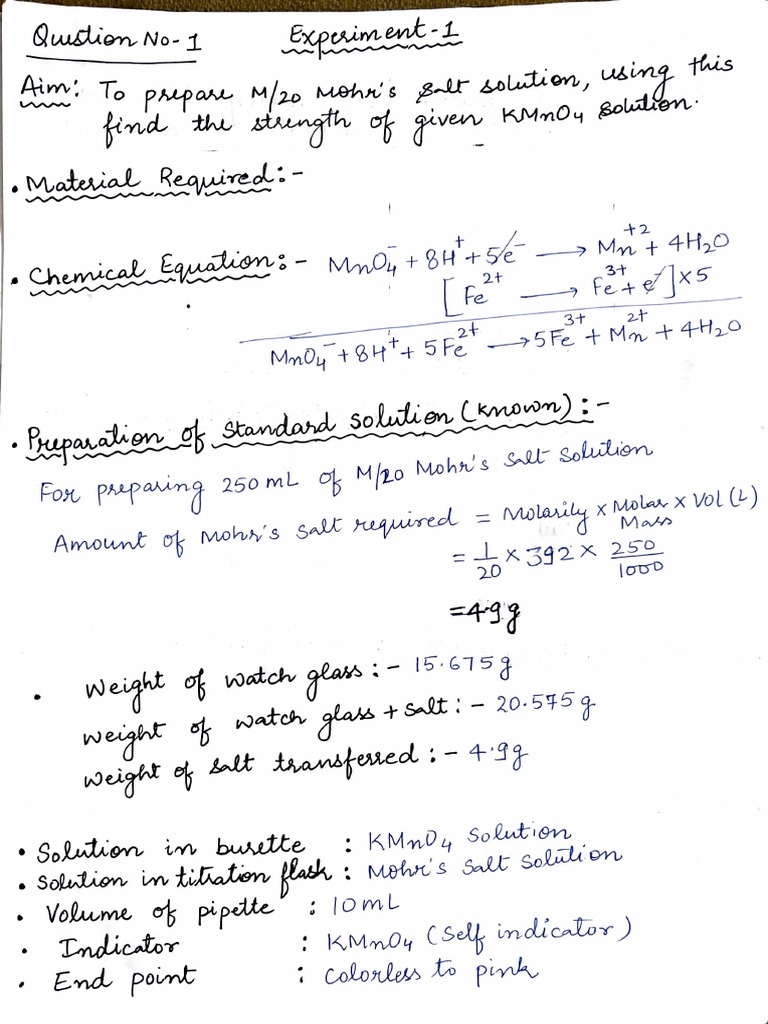 Chemistry Practical XII CBSE | PDF