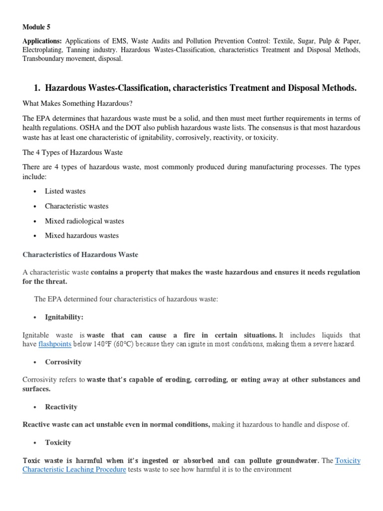 EPM Module 5 | PDF | Waste | Hazardous Waste