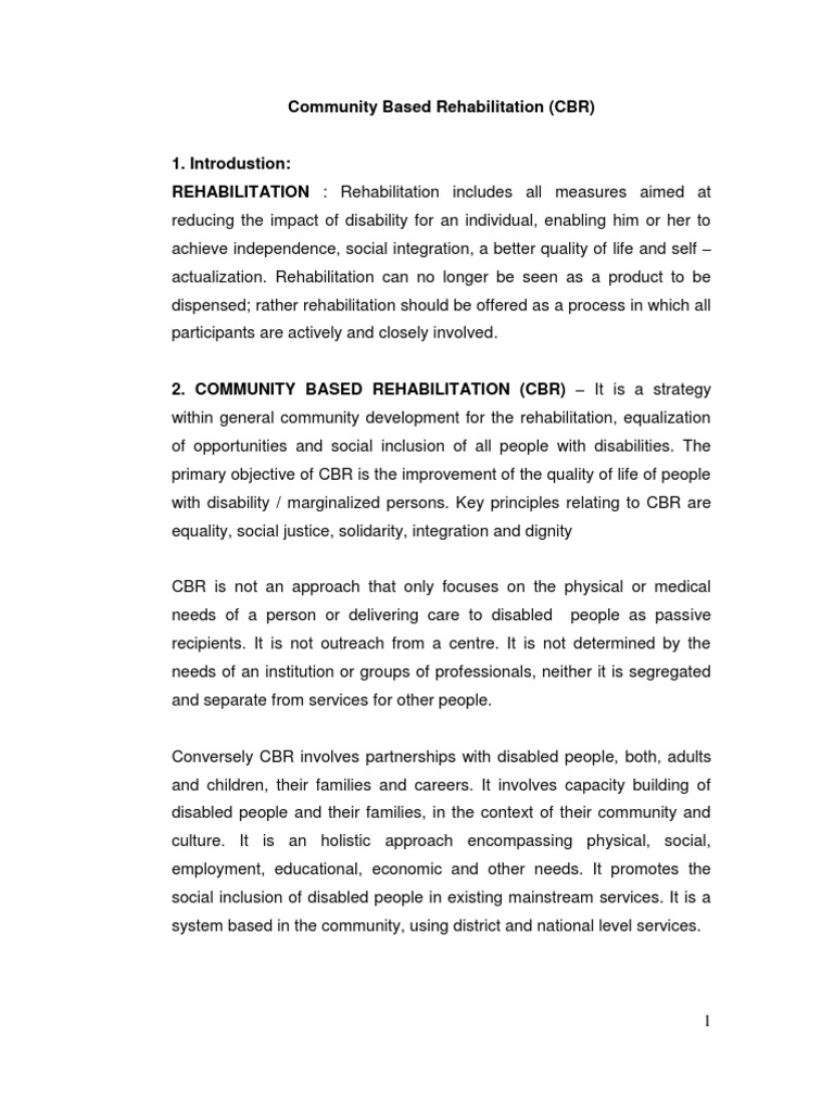 Community Based Rehabilitation (CBR) | PDF | Disability | Empowerment