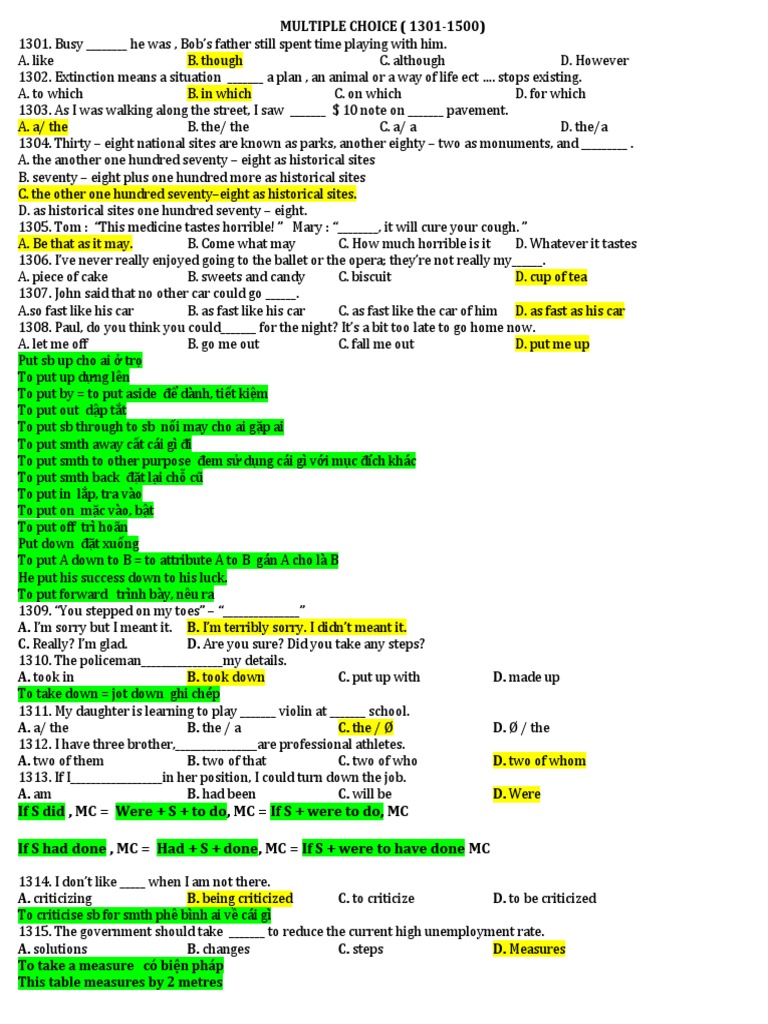 Multiple Choice Questions Covering a Wide Range of Topics | PDF