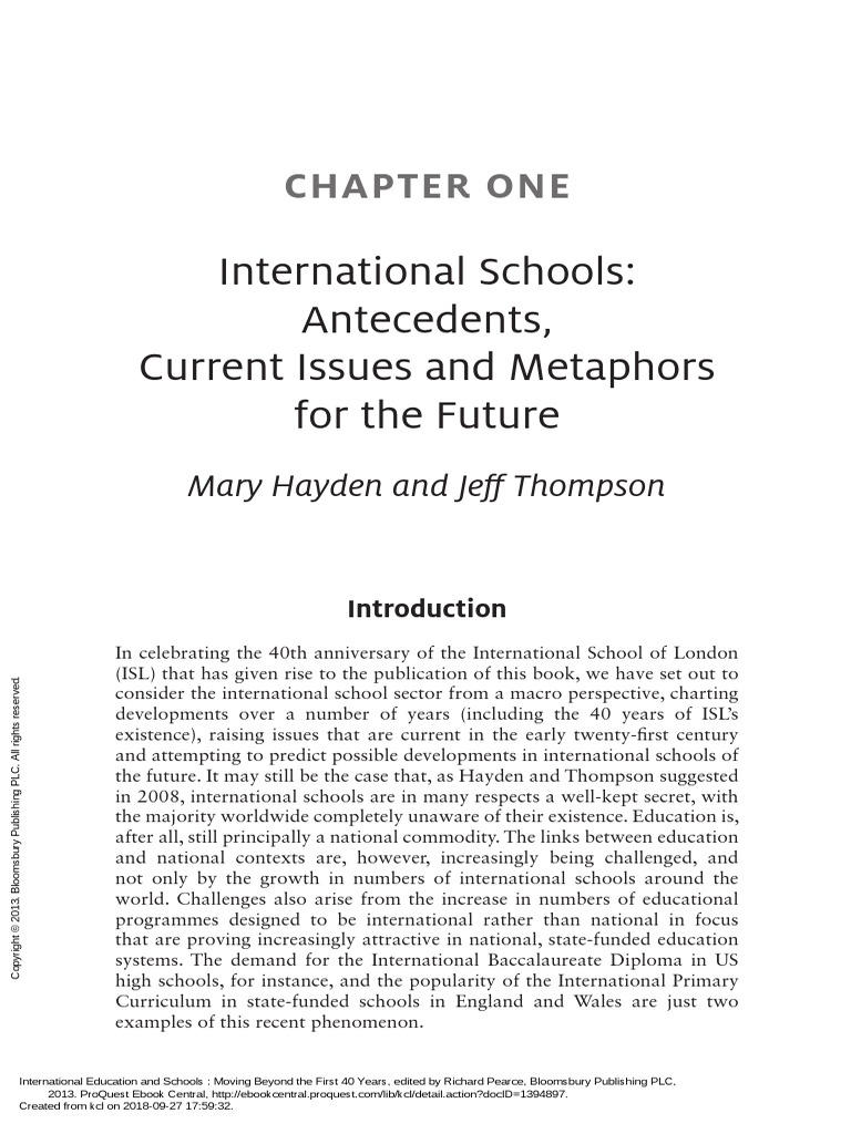 International Schools: Antecedents, Current Issues and Metaphors For ...