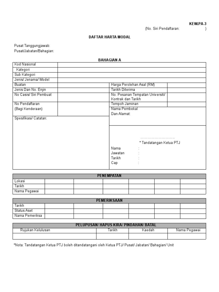 Kew - Pa-3 Daftar Harta Modal | PDF