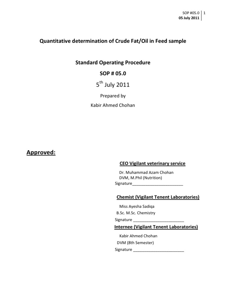 Quantitative Determination of Crude Fat | PDF