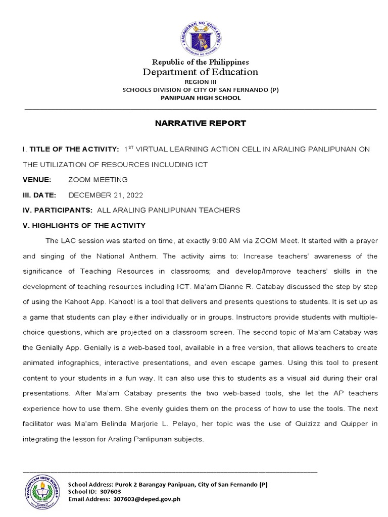 Accomplishment Report - LAC 1 - 2022-2023 | PDF | Educational ...