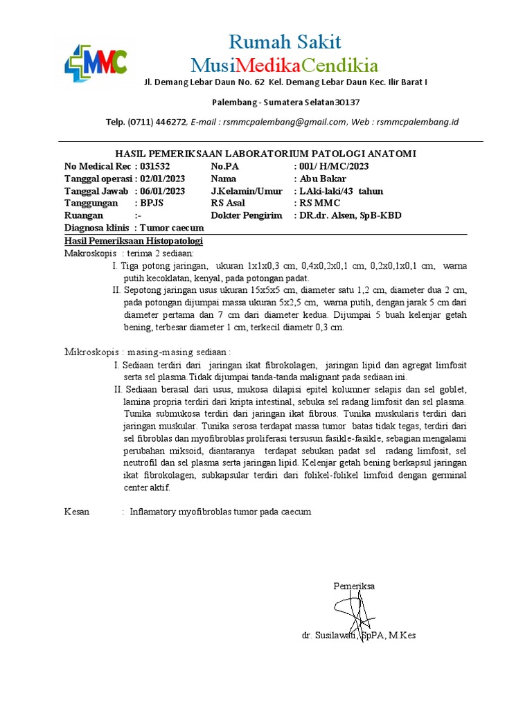 Hasil Patologi Anatomi Pasien Kanker | PDF | Pengembangan Diri ...