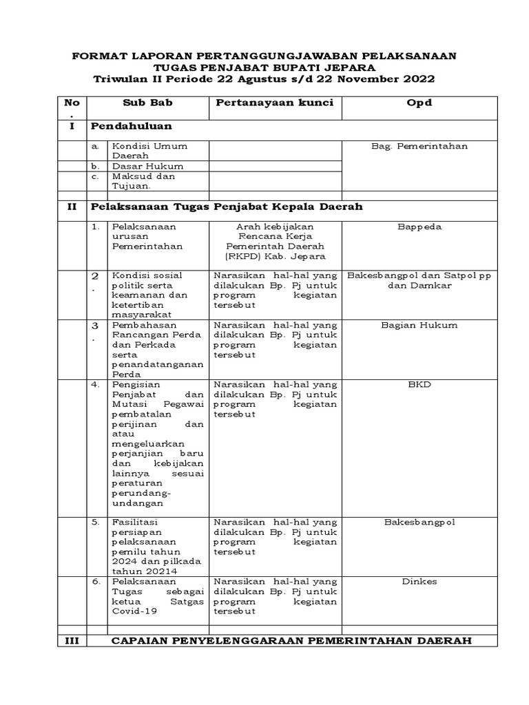 Bahan Dan Sistematika Laporan PJ | PDF