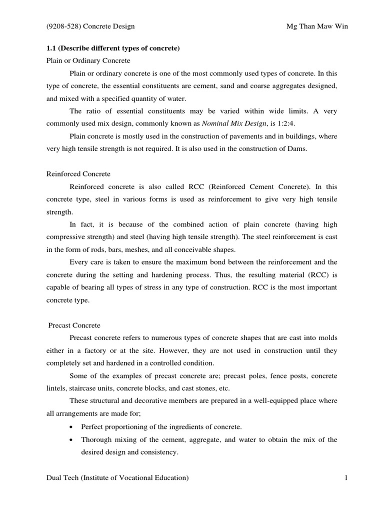 Unit 528 Concrete Design Task 1 | PDF | Concrete | Construction Aggregate