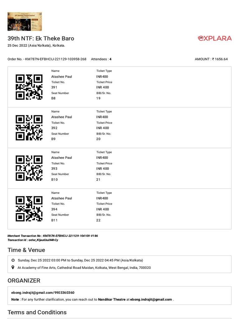 Ek Theke 12 Ticket | PDF