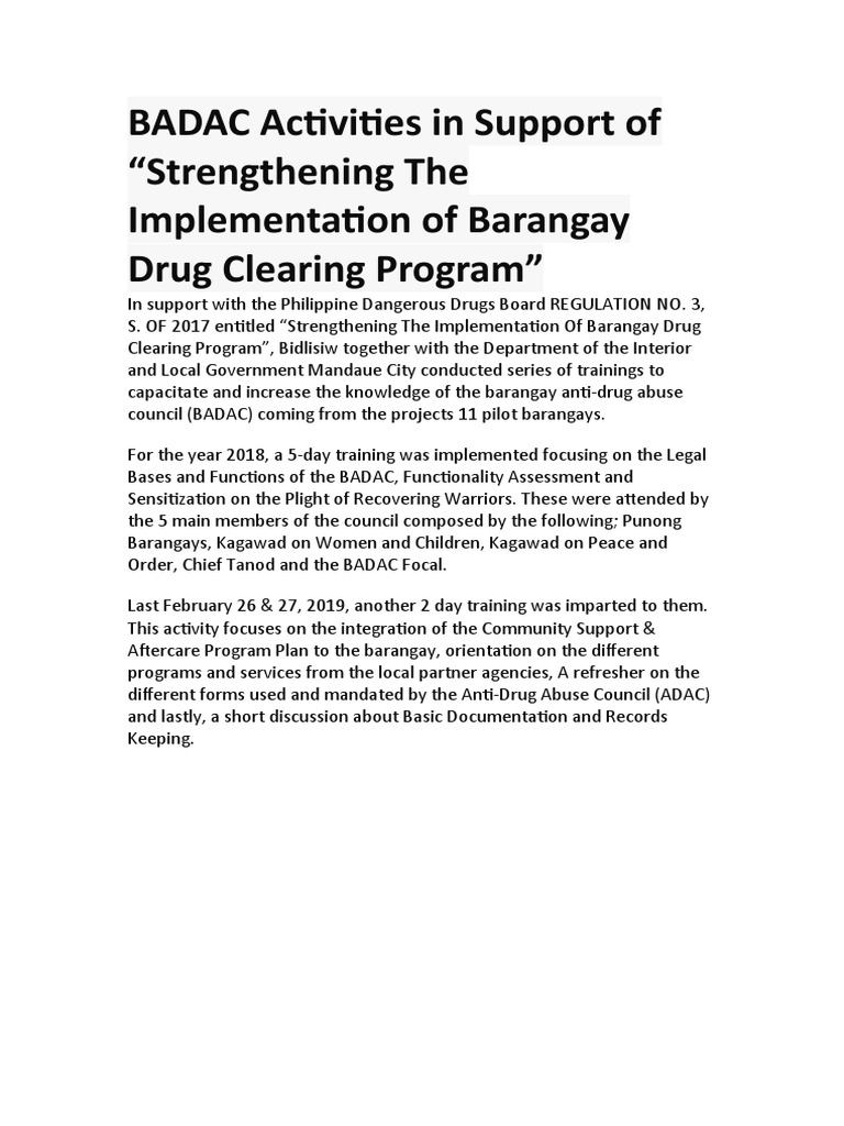 BADAC Activities | PDF