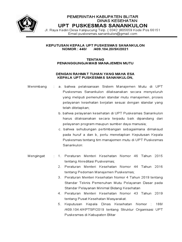 03.SK TIM MANAJEMEN MUTU (Print) | PDF
