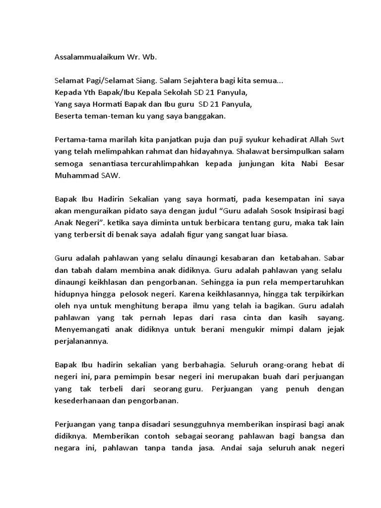 Pidato Inspiratif untuk Anak SD | PDF