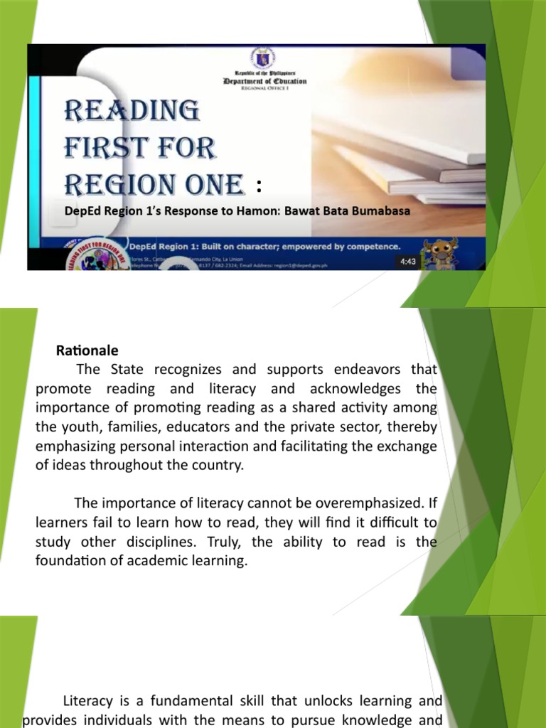 MPO - Reading First For Region One | PDF | Literacy | Learning