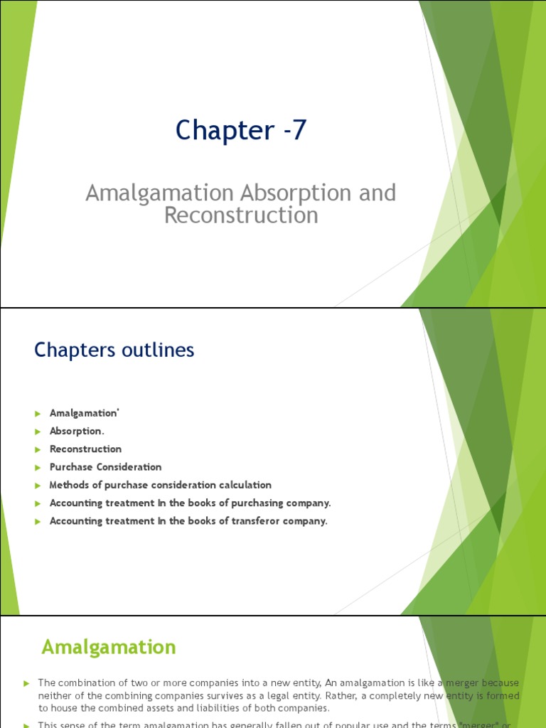 Accounting Treatment of Amalgamation, Absorption and Reconstruction | PDF | Consolidation ...