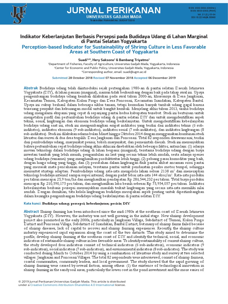 JOURNAL - Indikator Keberlanjutan Berbasis Persepsi Pada Budidaya Udang ...
