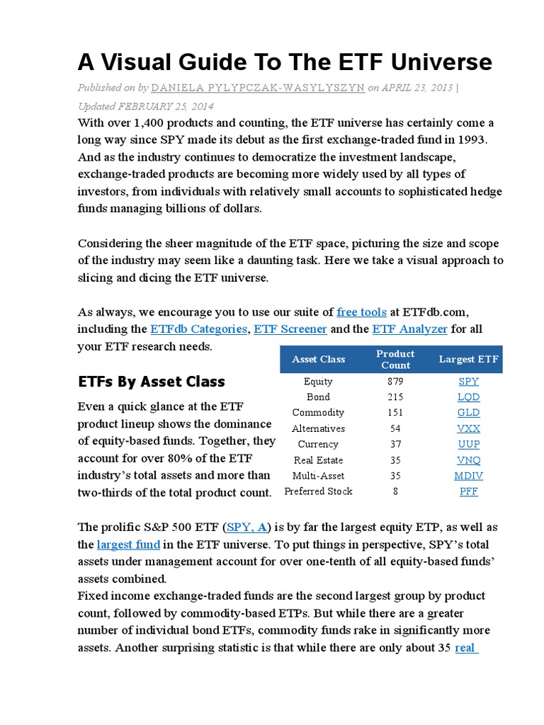 A Visual Guide To The ETF Universe | PDF | Exchange Traded Fund ...