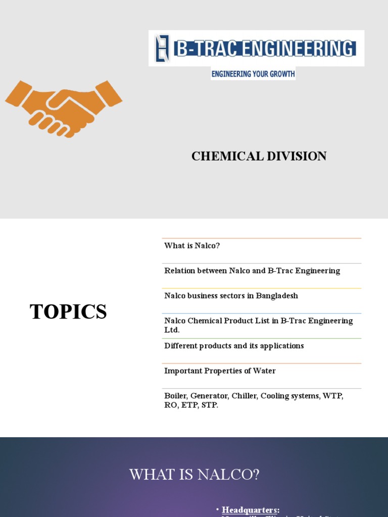 Nalco Chemical Products Overview | PDF | Alkalinity | Ph