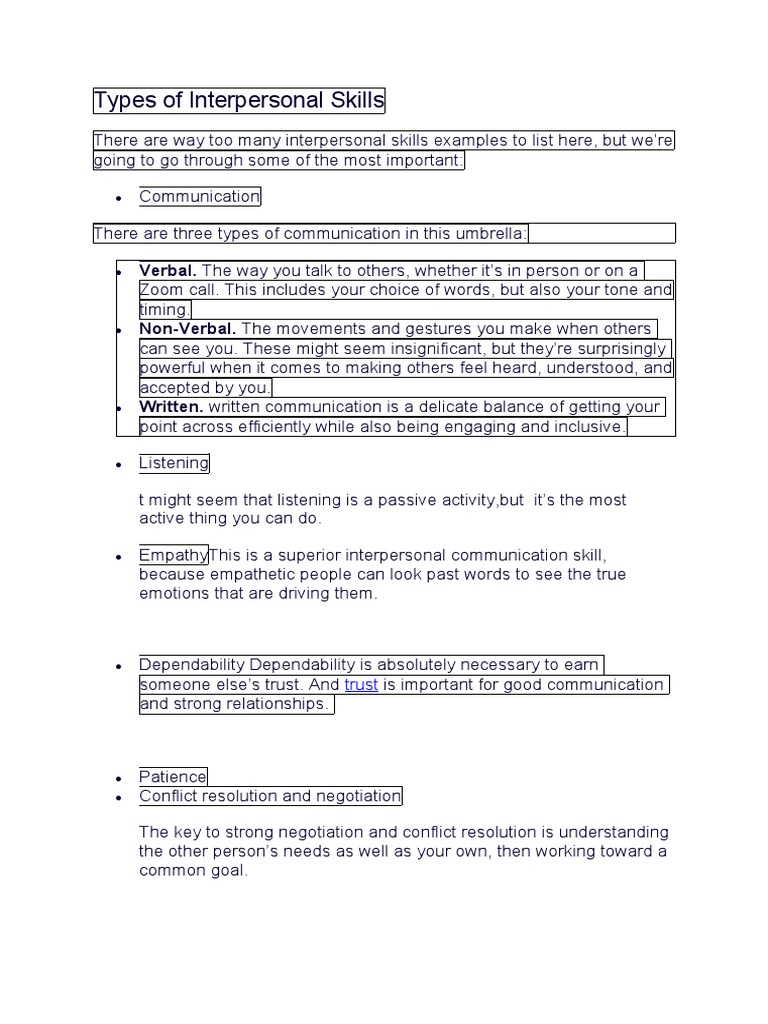 Types of Interpersonal Skills | PDF | Communication | Negotiation
