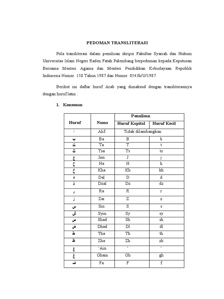 Pedoman Transliterasi | PDF
