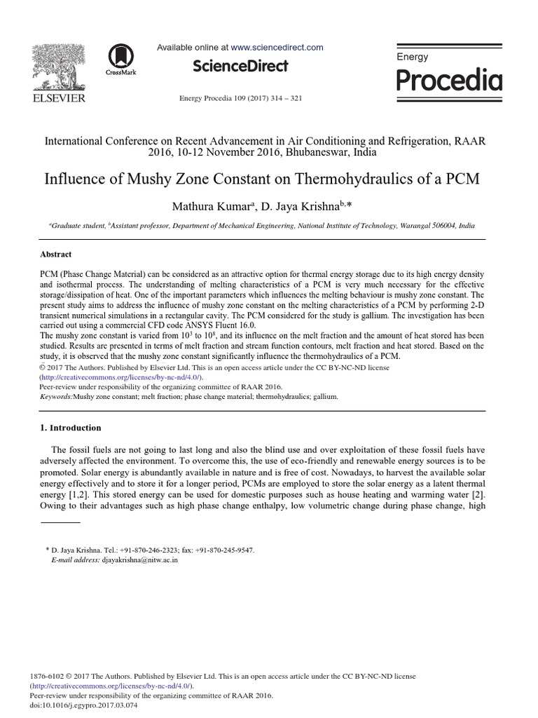 Influence of Mushy Zone Constant On Thermohydraulics of A PCM | PDF ...
